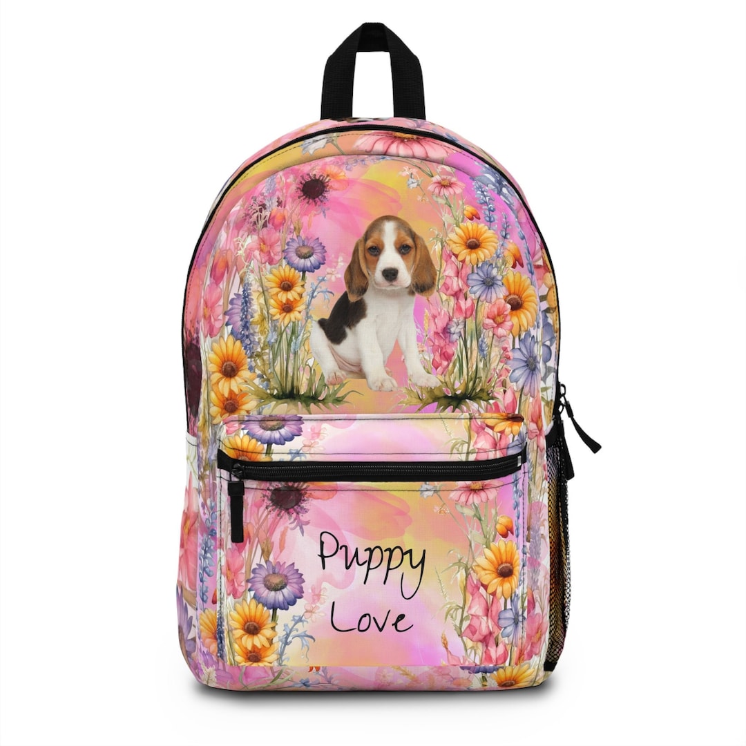 Beagle Backpack Puppy Bag Dog Backpack Puppies Pink Flower Girls ...