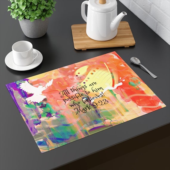 Christian Placemat Cotton Bible Placemat Bible Verse Religious - Etsy