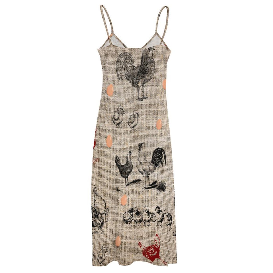 Chicken Dress Sling Ankle Long Dress Country Farm Dress Summer Gift for ...