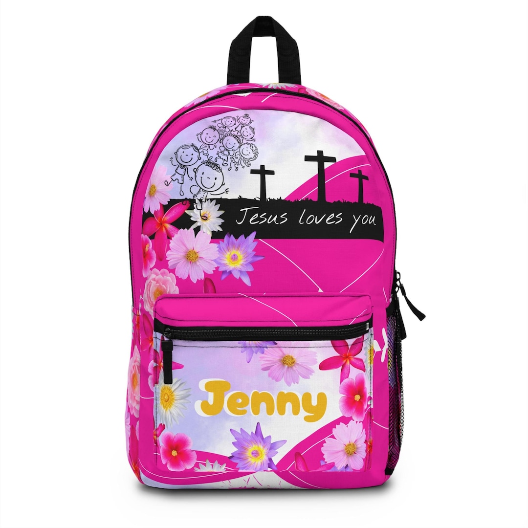Personalized Name Jesus Backpack Girls Pink Christian Backpack Bible ...