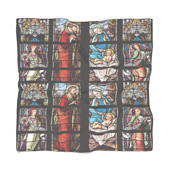 Christian Scarf Stained Glass Print Scarf Womens Scarves Jesus | Etsy