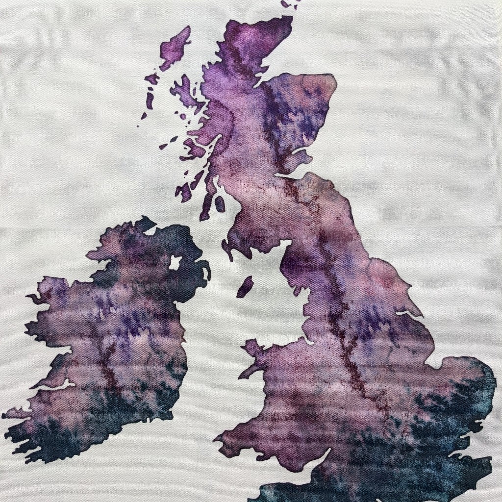 UK United Kingdom Watercolour Map Organic Tea Towel Art - Etsy