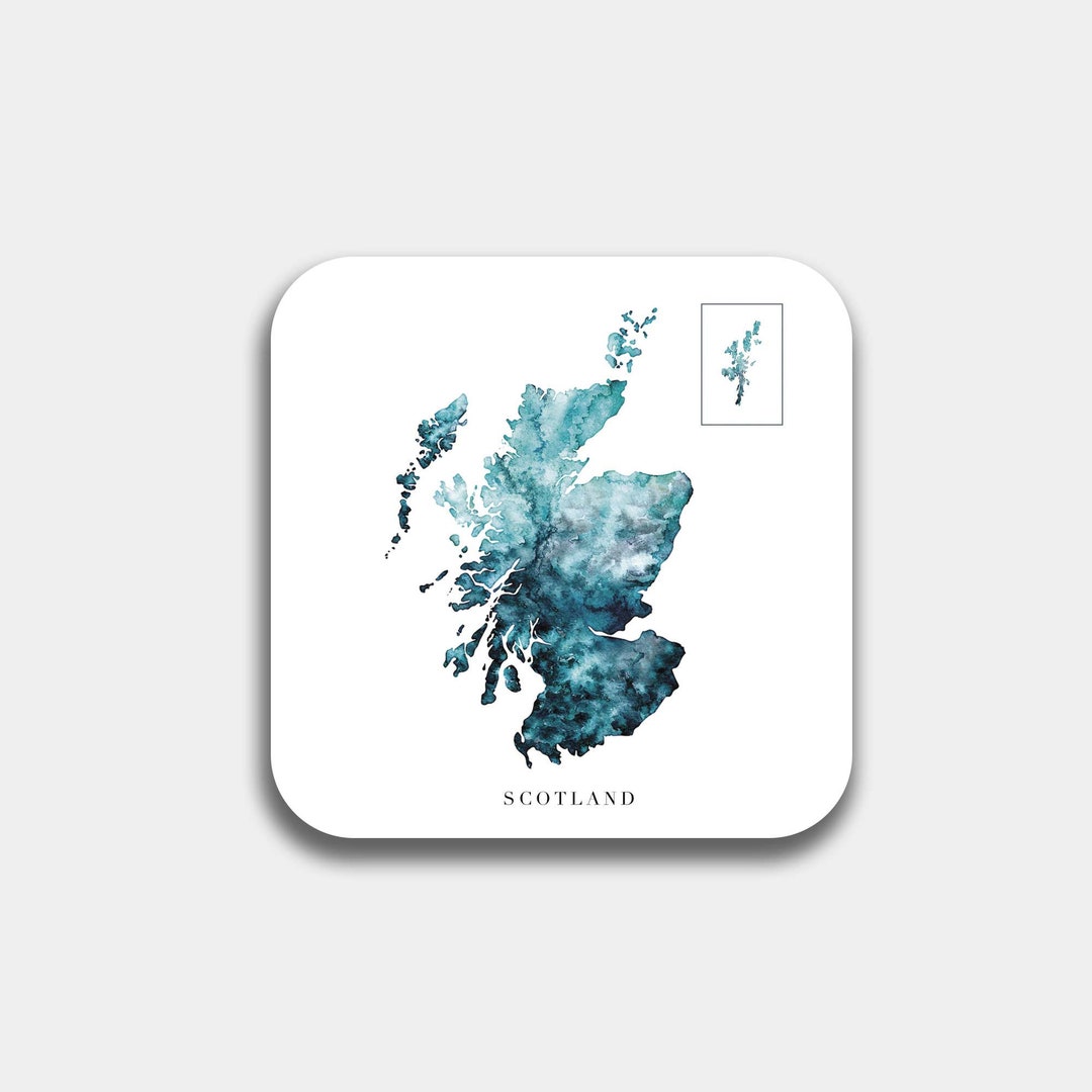 Scotland Watercolour Map Table Coaster Art Coasters Table Mat Home ...