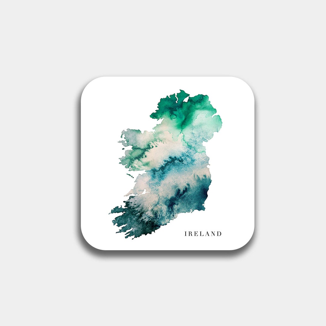 Ireland Watercolour Map Coaster | Art Coasters Decor | Irish Gift Tea ...
