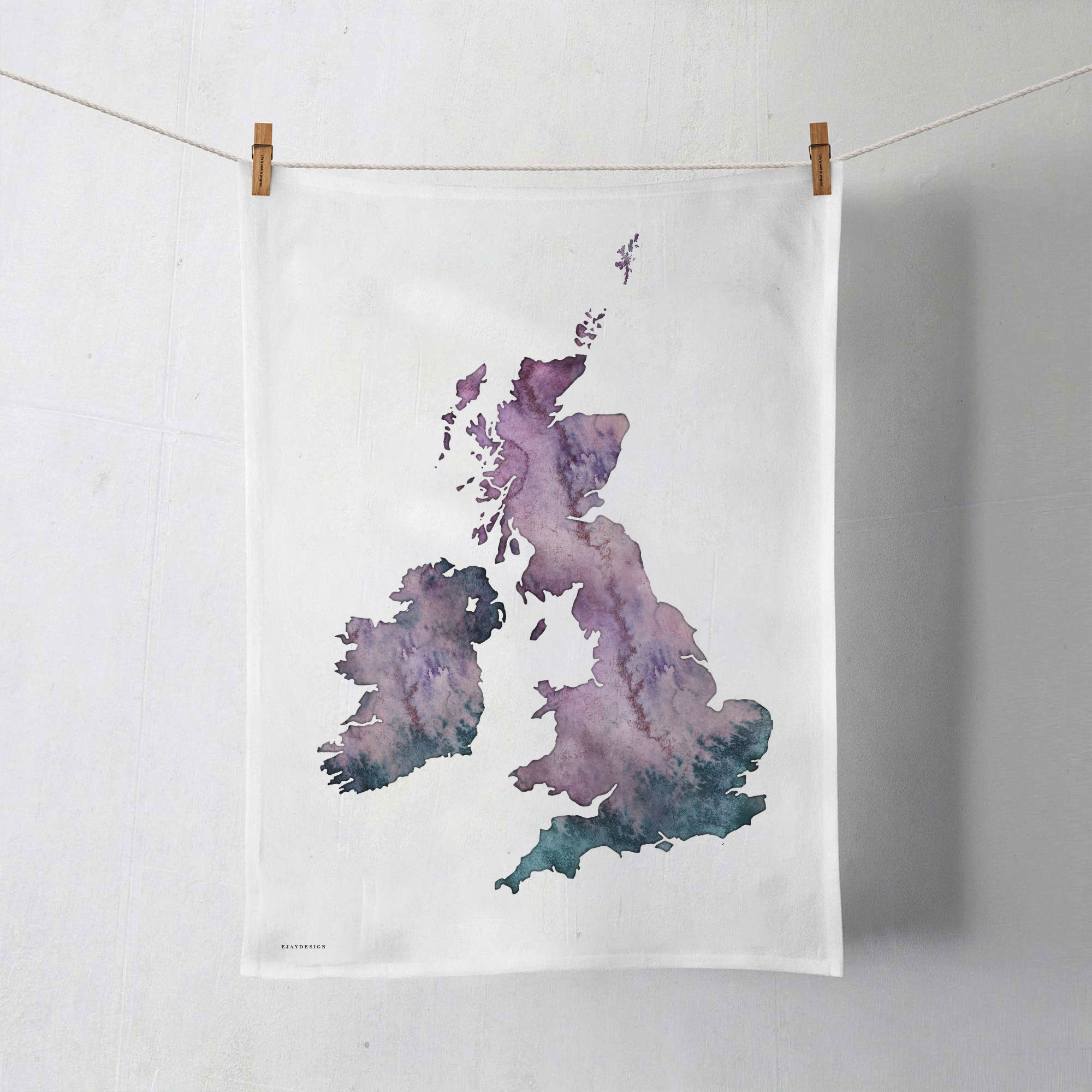 UK United Kingdom Watercolour Map Organic Tea Towel British - Etsy