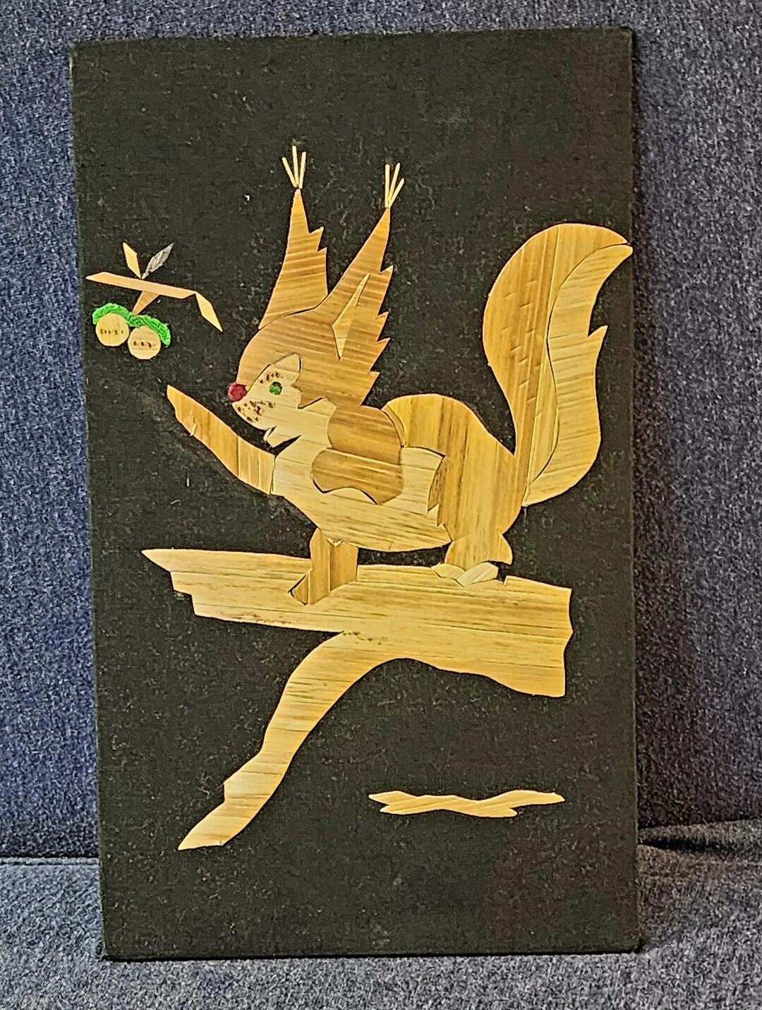 Vintage Straw Marquetry Squirrel Wall Hanging - Etsy