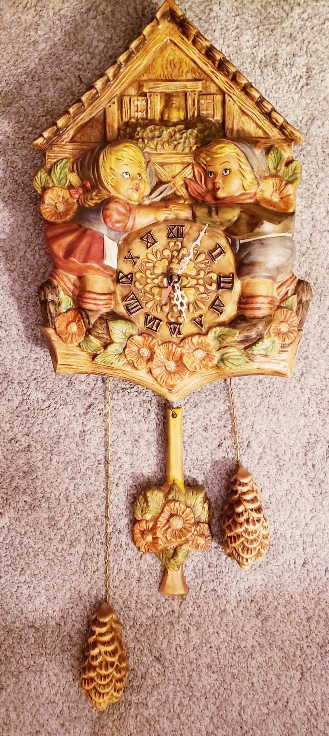 1975 Lefauve Ceramic Wall Clock Faux Cuckoo Clock - Etsy