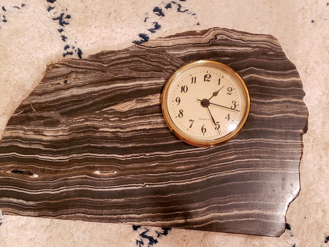 Black and White Granite Slab Table Top Clock Battery Clocks Desk Clock - Etsy