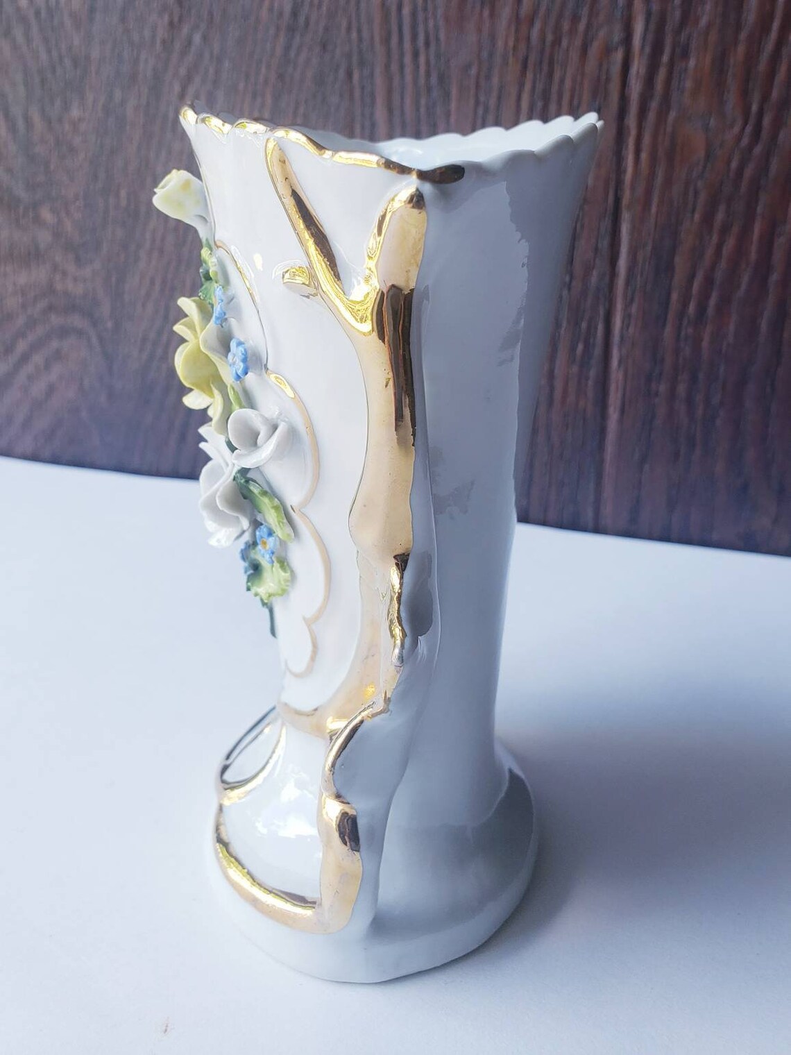 Vintage Porcelain Capodimonte 22kt Gold Small Oval Flower Vase - Etsy