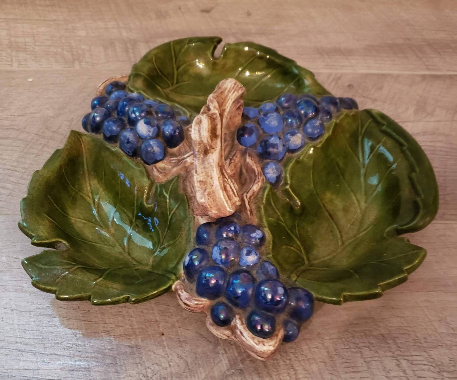 Vintage Arnels Ceramics Grape Leaf Sectioned Tray Easter Table - Etsy