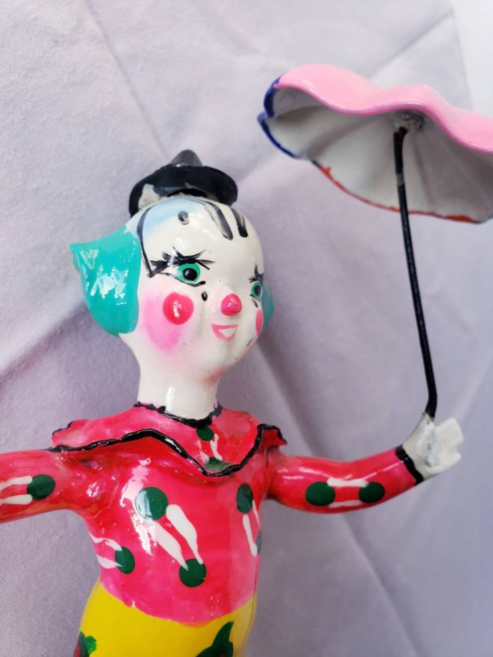 Paper mache Clown holding umbrella | Etsy