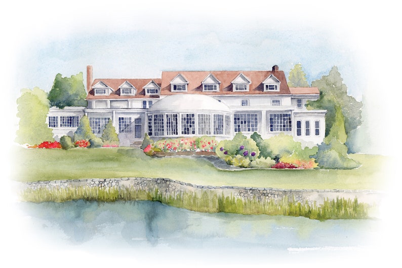 Custom Wedding Venue Watercolor Painting, Custom Illustrated Save the ...
