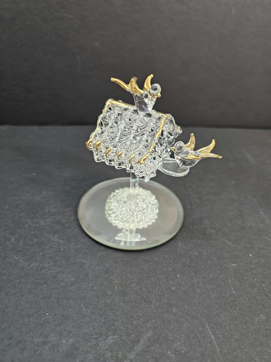 Spun Glass Mail Box With Birds Figurine - Etsy