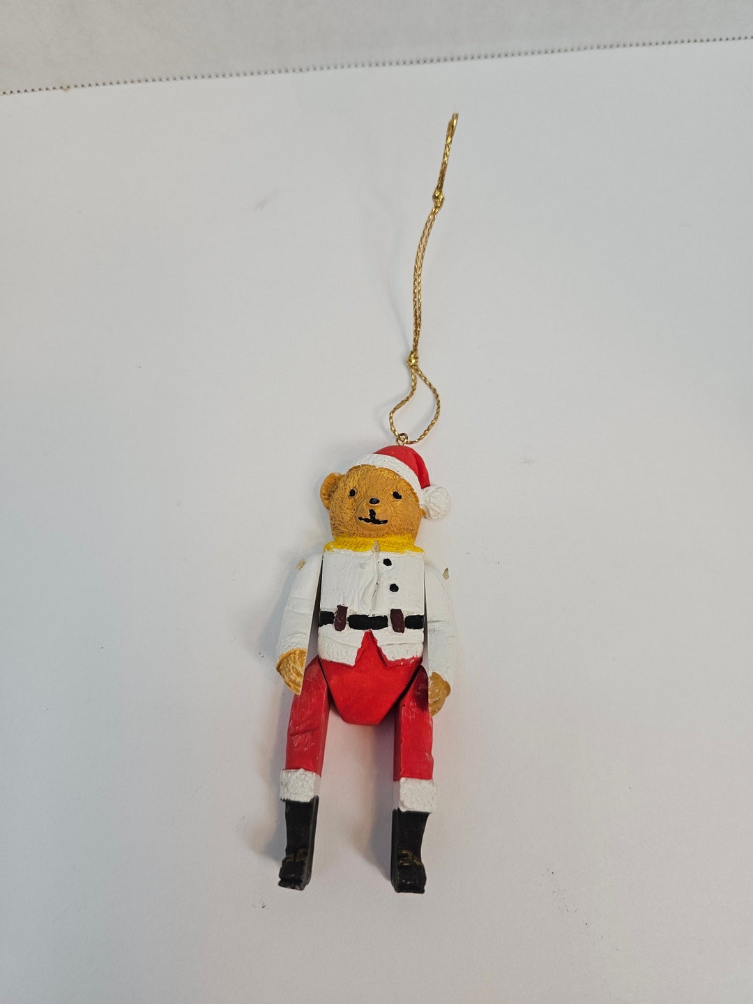 Jointed Teddy Bear With Santa Hat Hanging Ornament - Etsy