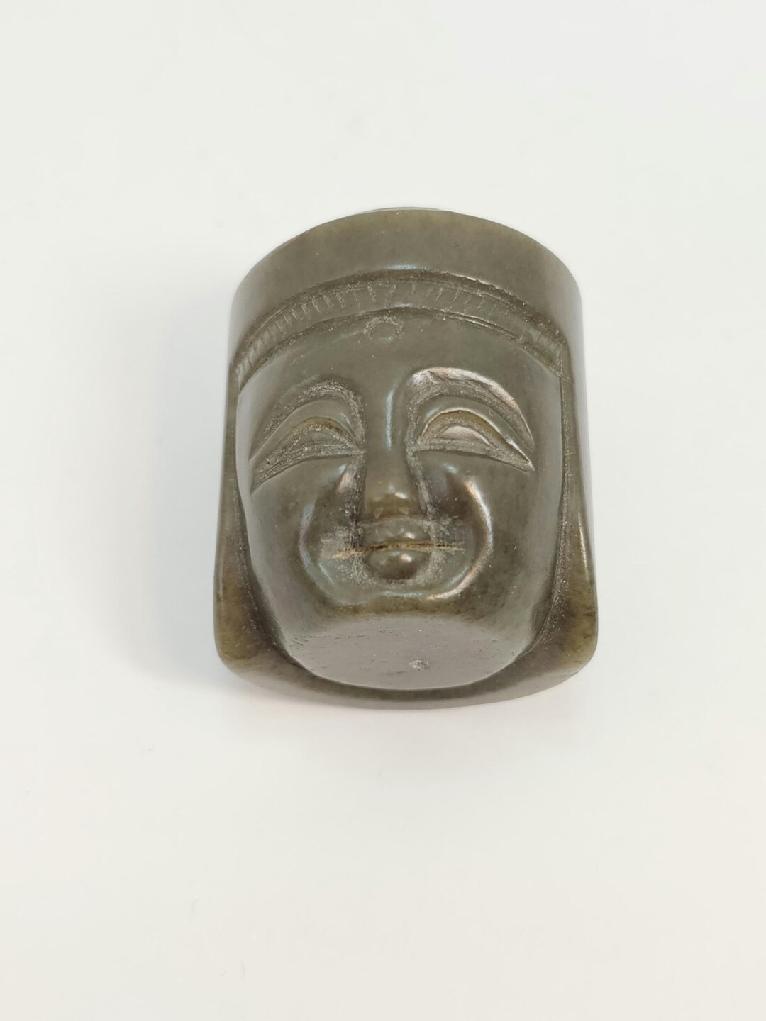 Carved Natural Green Stone Head - Etsy