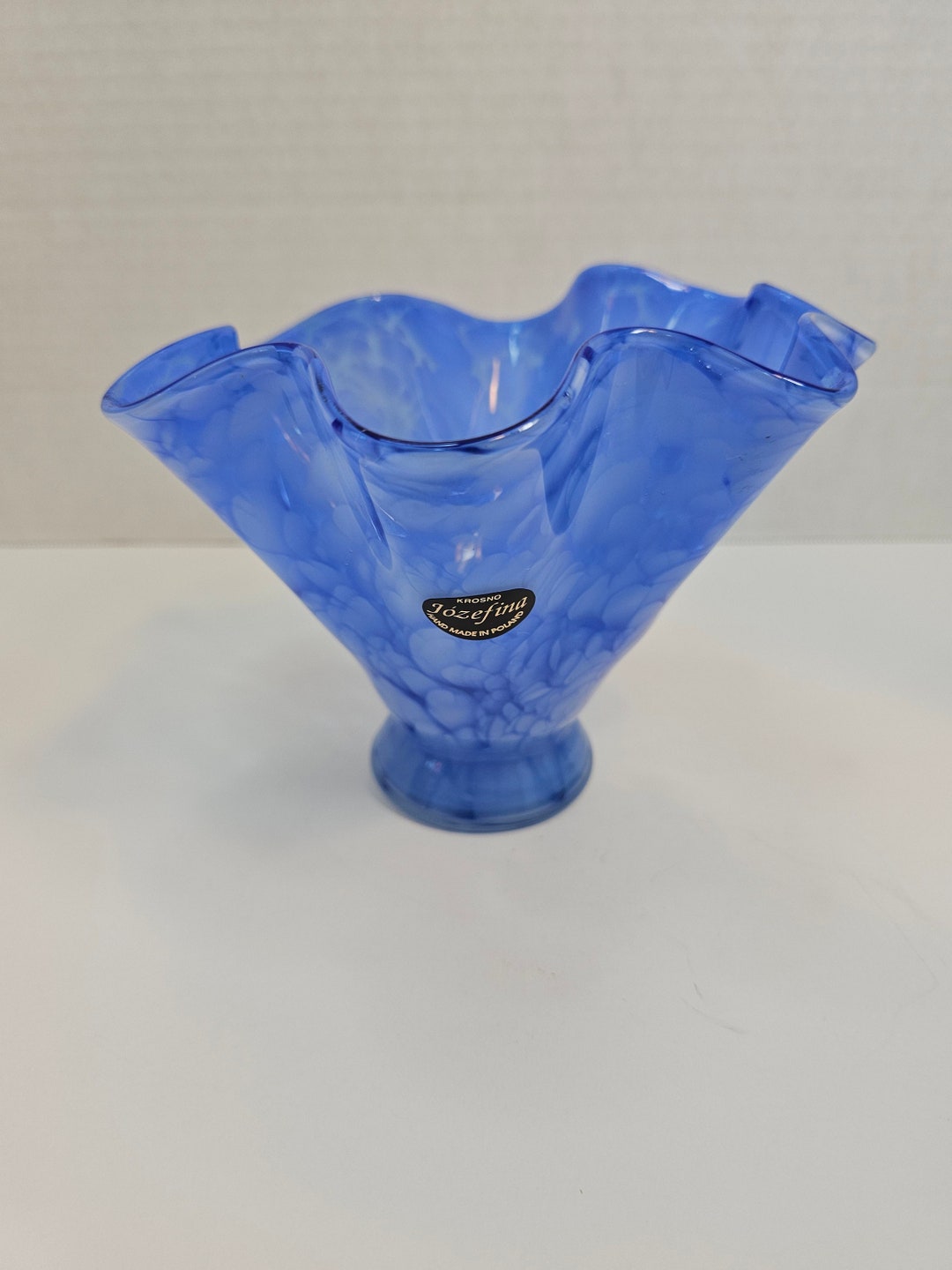 Jozefina Krosno Blue Ruffle Vase, Poland - Etsy