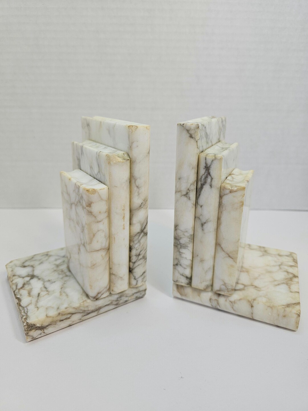 Hand Carved Alabaster Stack of Books Bookends, Italy - Etsy