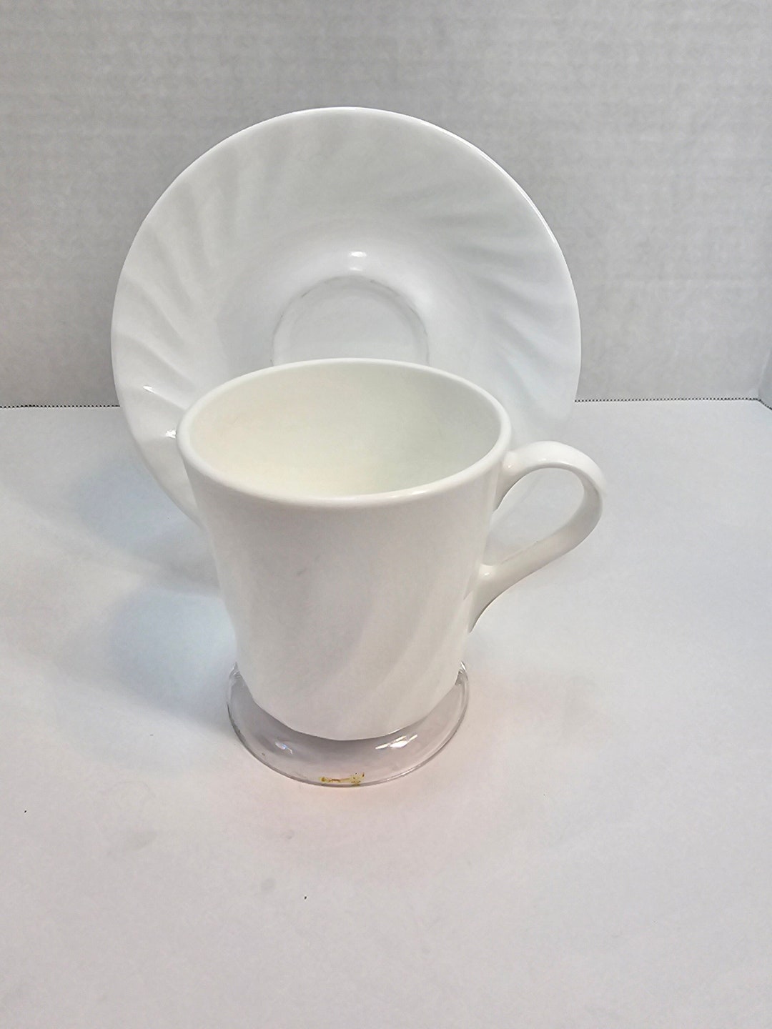 Corelle White Swirl Cup and Saucer, USA - Etsy
