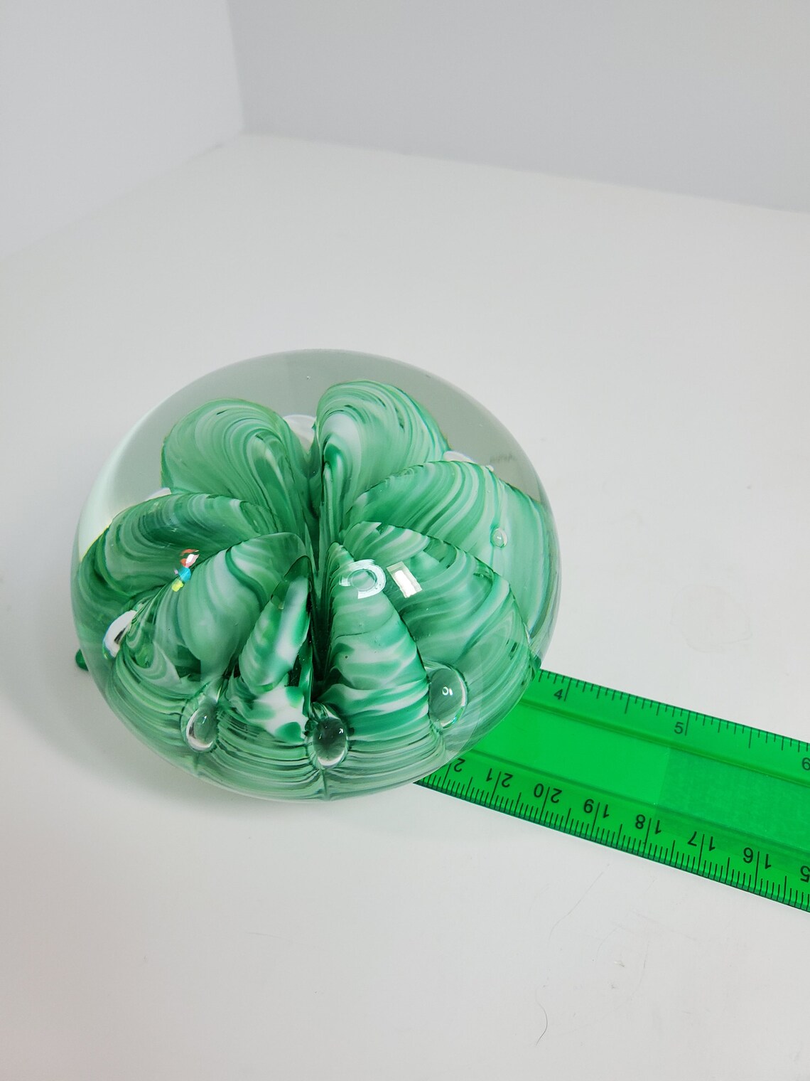 Joe Rice Green Wave and Controlled Bubble Dome Paperweight | Etsy