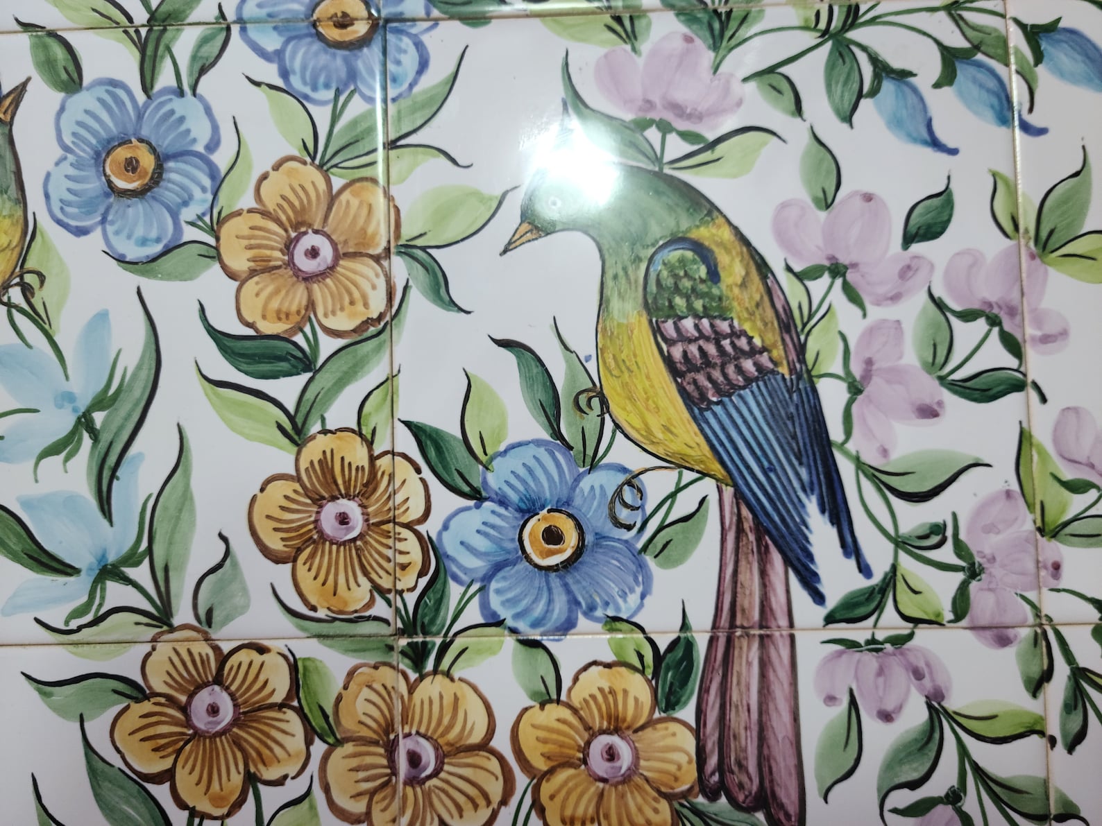Bird Mural Set of 12 Tiles Hand Painted Portugal - Etsy