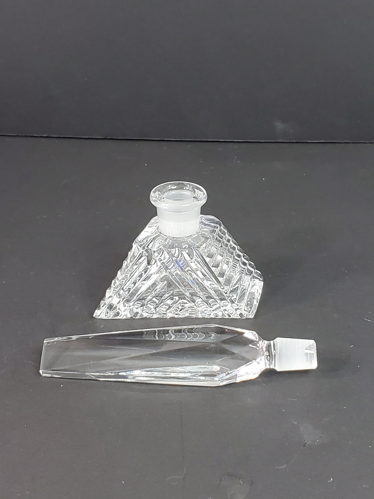 Crystal Pyramid Perfume Bottle with Tall Stopper | Etsy
