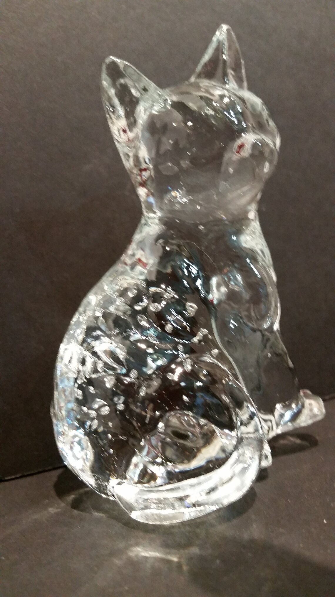 Crystal Sitting Cat With Bubbles 4 1/2 Tall - Etsy