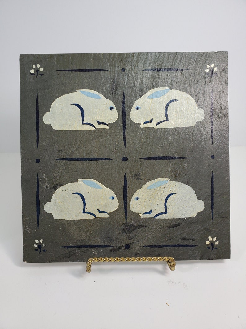 Cape Cod Stencil CO. Rabbit Stenciled Slate Plaque /trivet - Etsy