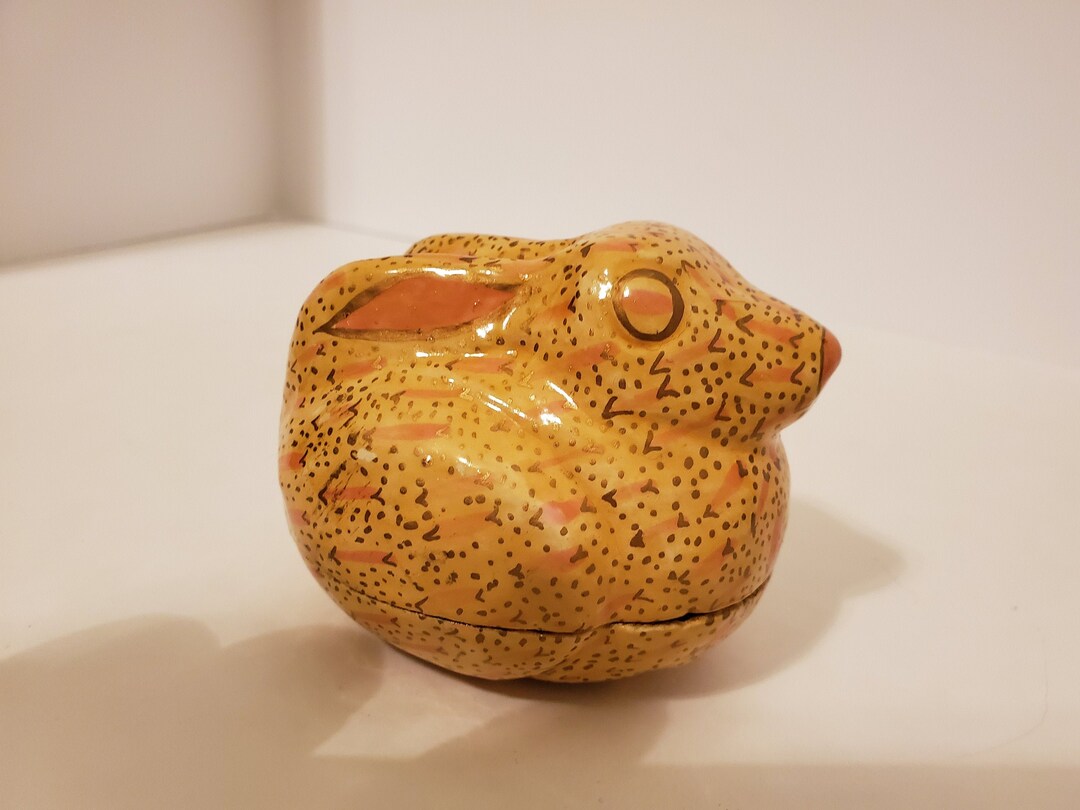 Rabbit Paper Mache Trinket Box - Etsy