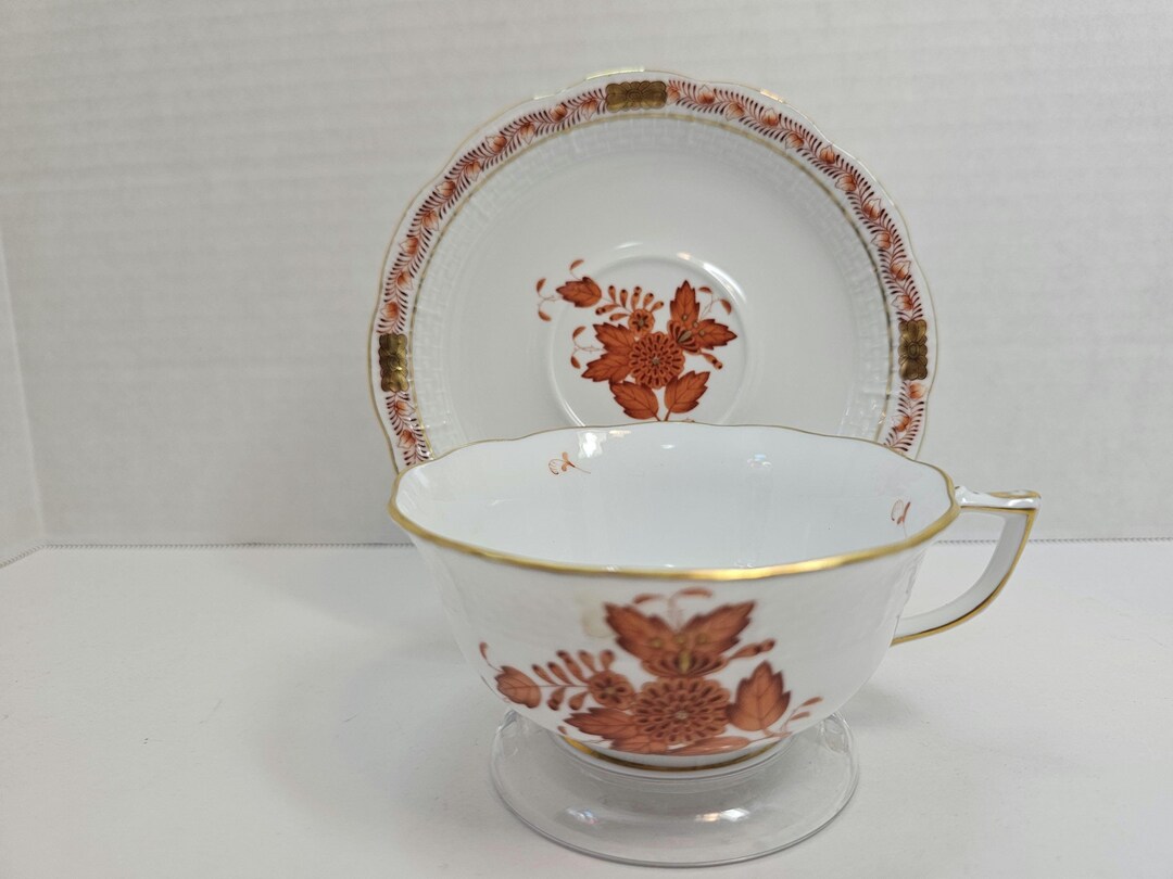 Herend Rust Chinese Bouquet Teacup and Saucer, Hungary - Etsy