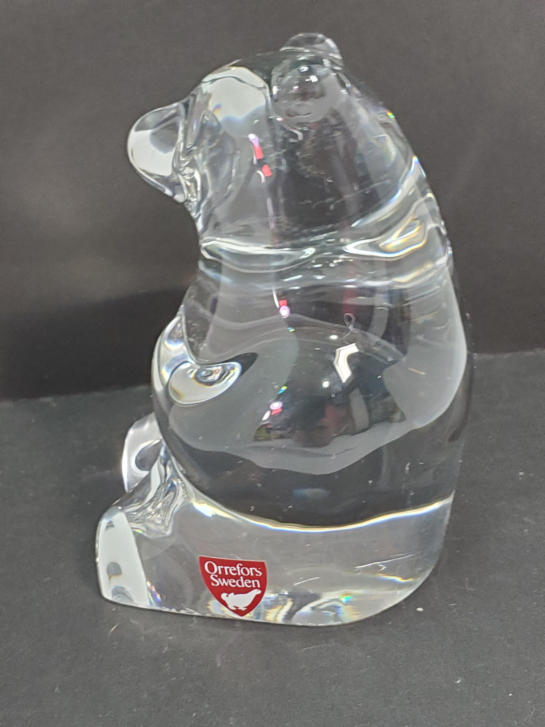 Orrefors Crystal Sitting Bear Paperweight Sweden Signed - Etsy