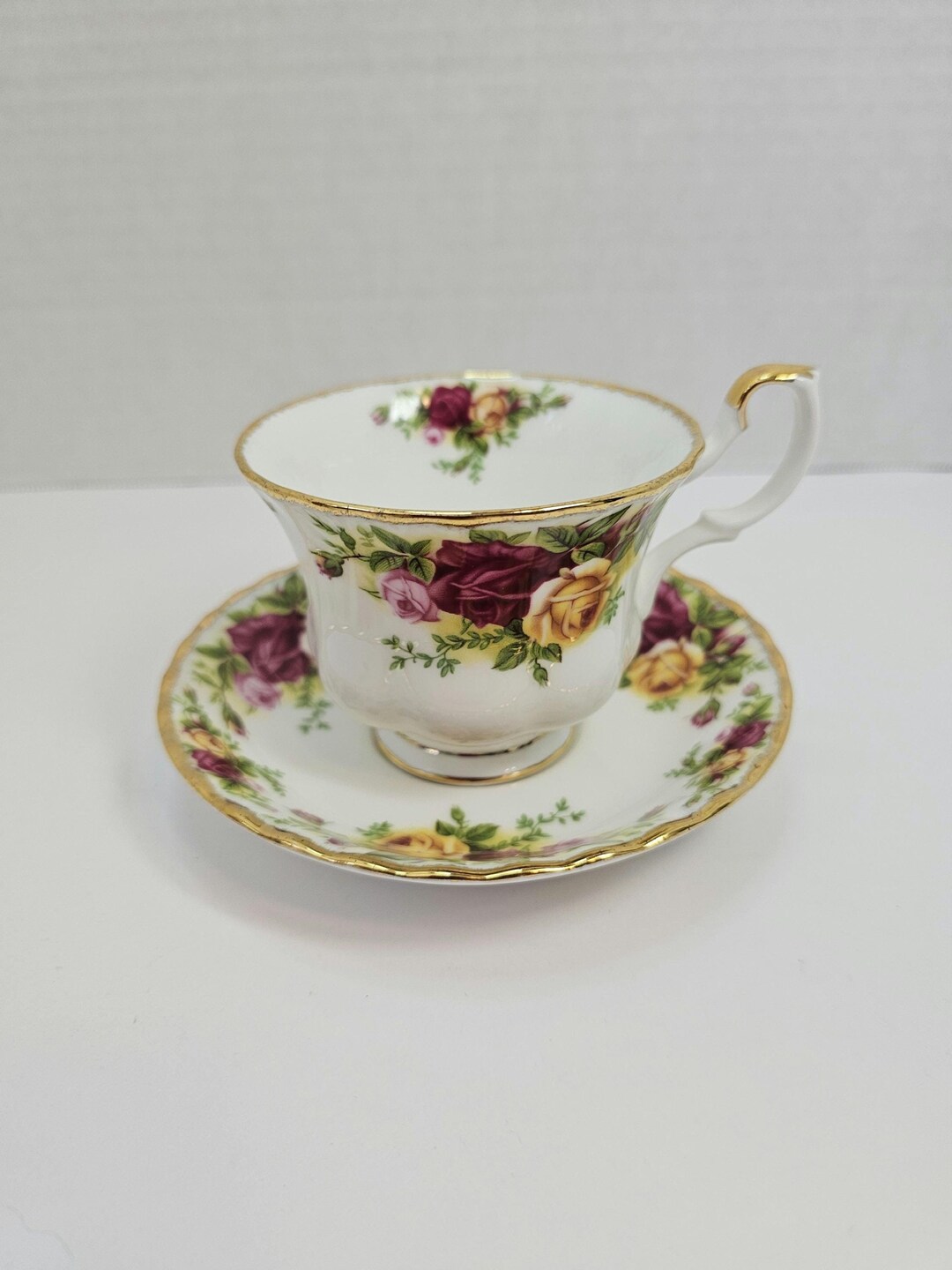Royal Albert Old Country Roses Footed Teacup and Saucer, Indonesia - Etsy