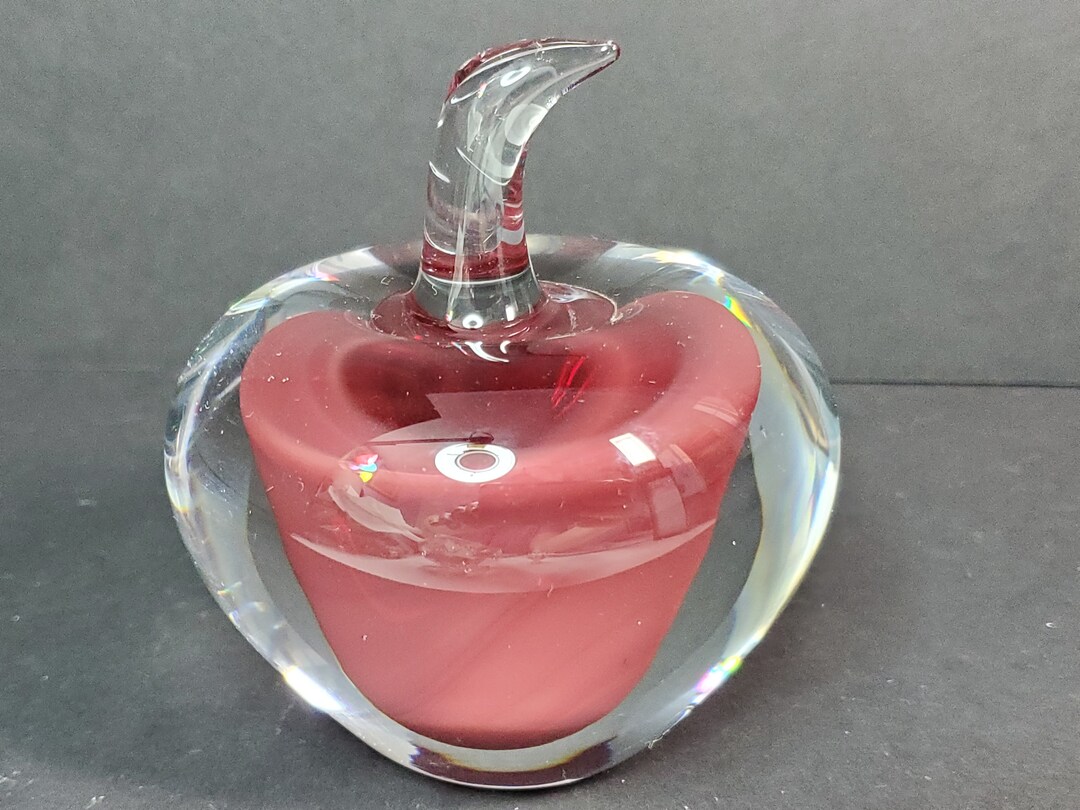 Red Glass Apple Paperweight - Etsy