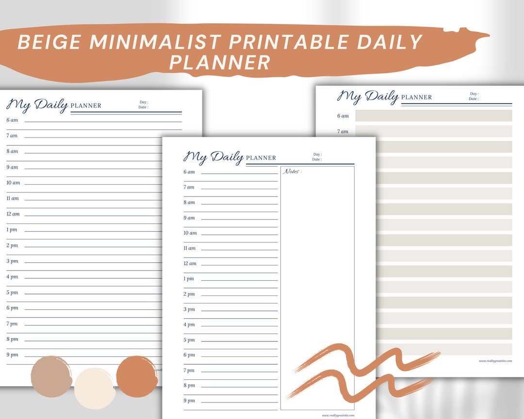 Beige Minimalist Printable Daily Planner, Daily Planner, Minimalist ...