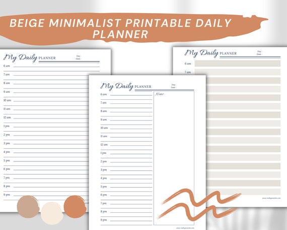 Beige Minimalist Printable Daily Planner Daily Planner - Etsy