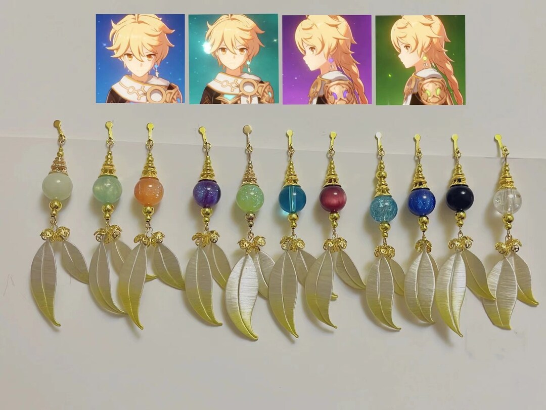 1pc Handmade Genshin Impact Traveler Aether Earring 7 Element China ...