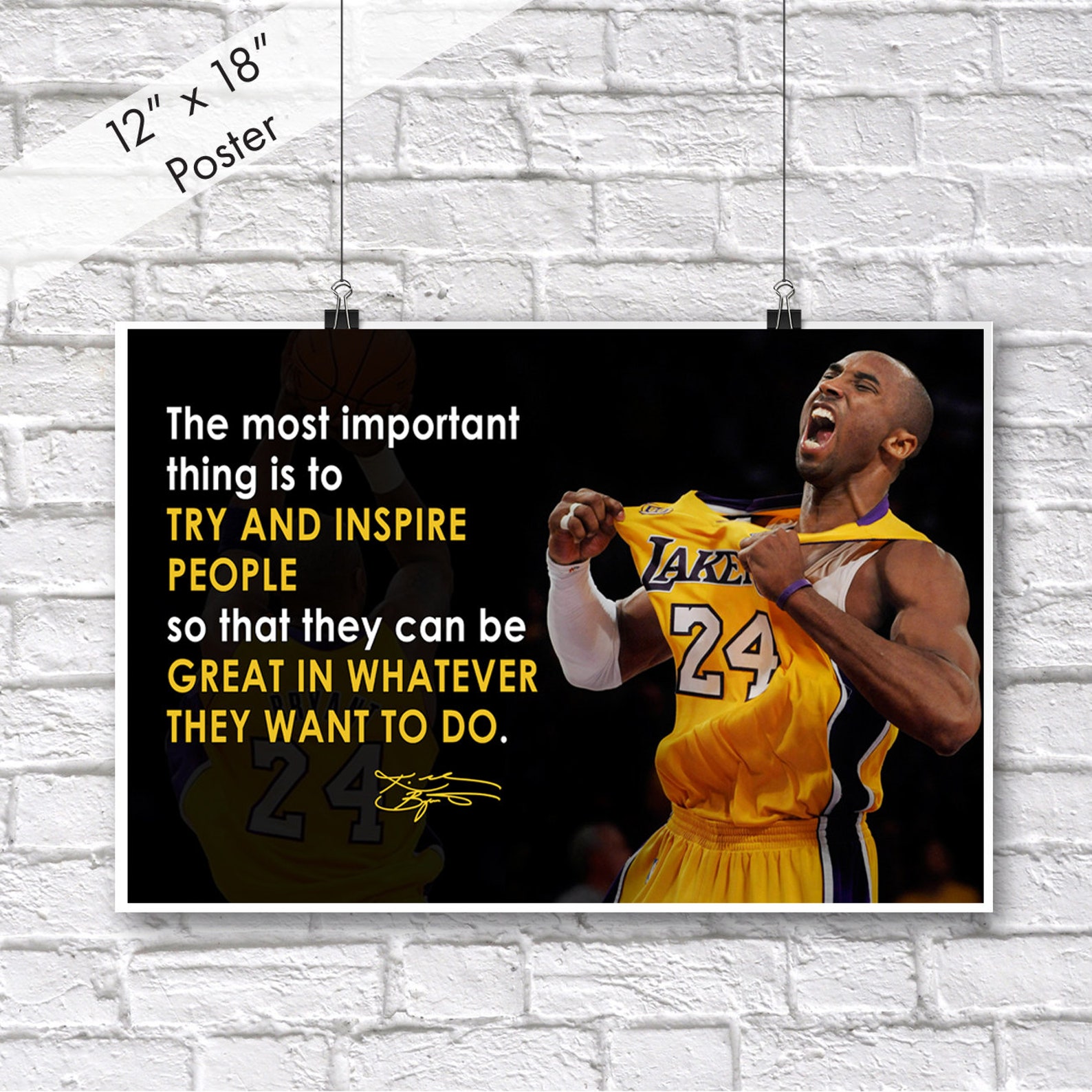 Kobe Bryant Poster Quote Cool Quotes Posters Basketball Sports Décor ...