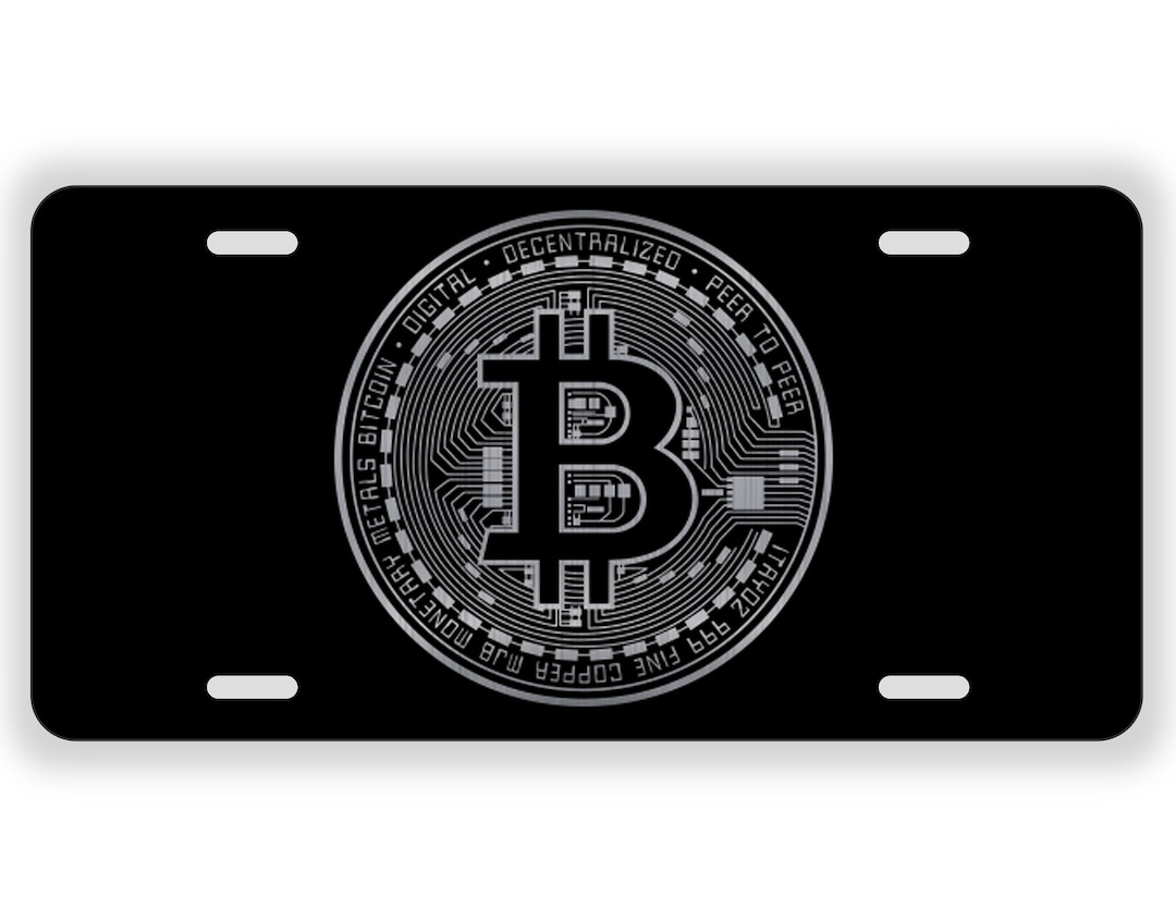 Bitcoin Logo Black Laser Etched Metal License Plate Cryptocurrency ...