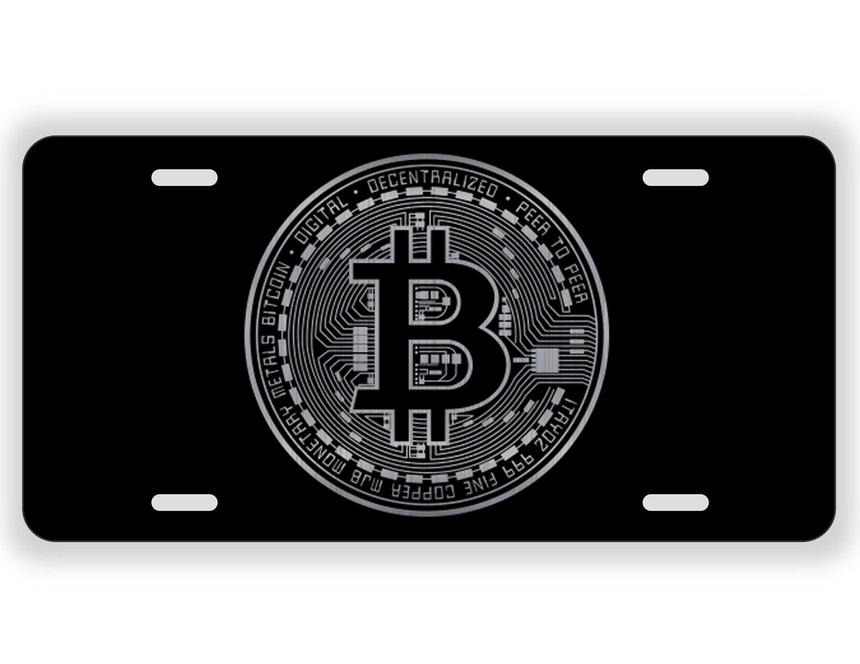 Bitcoin Logo Black Laser Etched Metal License Plate Cryptocurrency ...