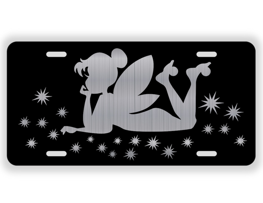 Tinkerbell Fairy Black Laser Etched Metal License Plate Gifts Tinker ...