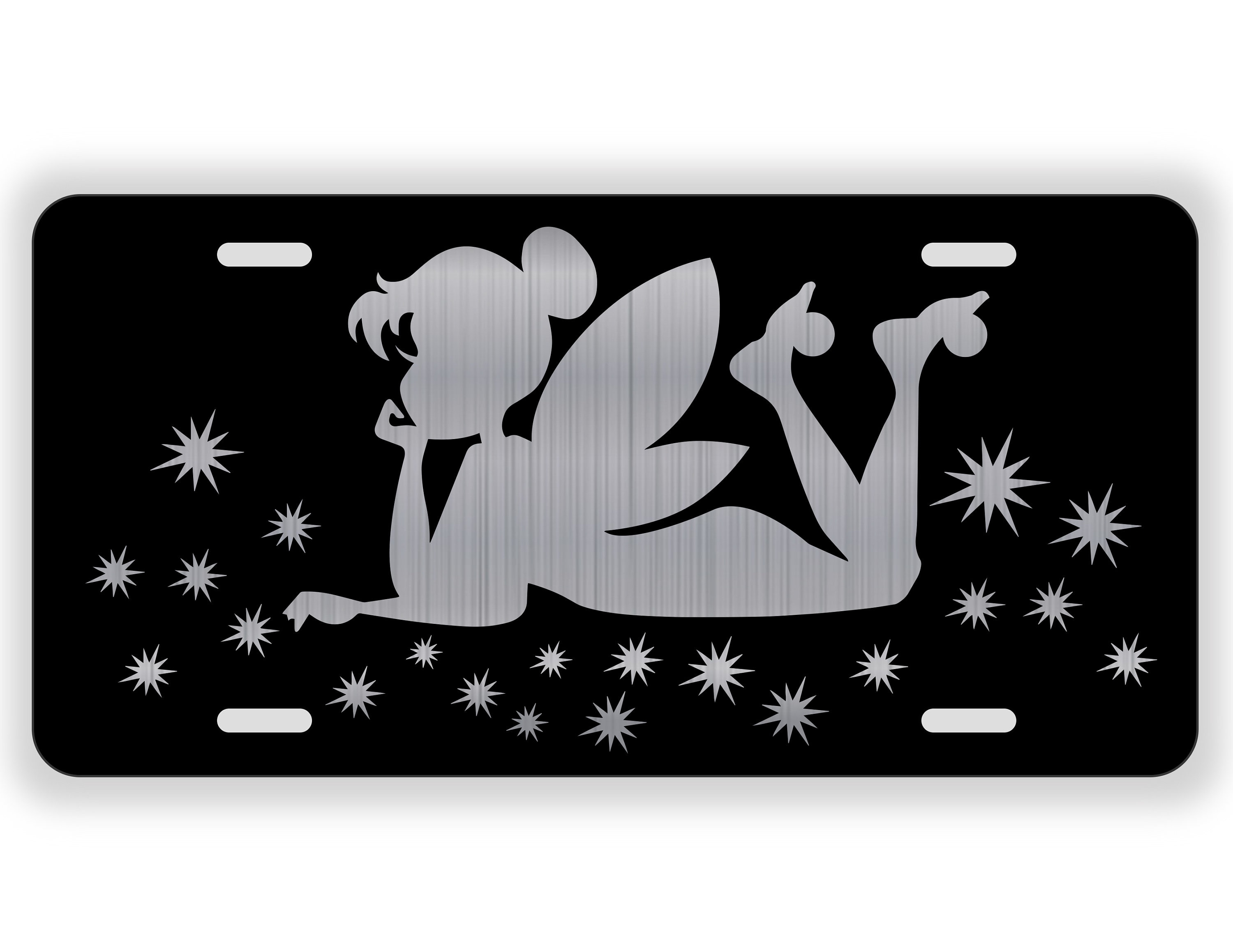 Tinkerbell Fairy Black Laser Etched Metal License Plate Gifts Tinker ...