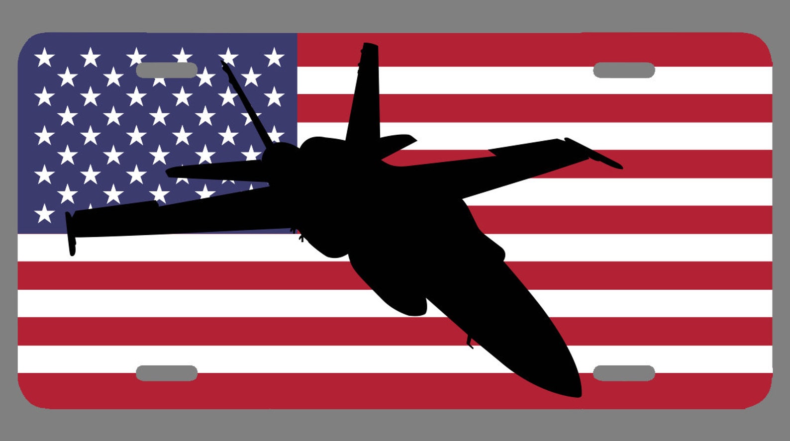 USA American Flag Fighter Jet UV Full Color Metal License Plate ...