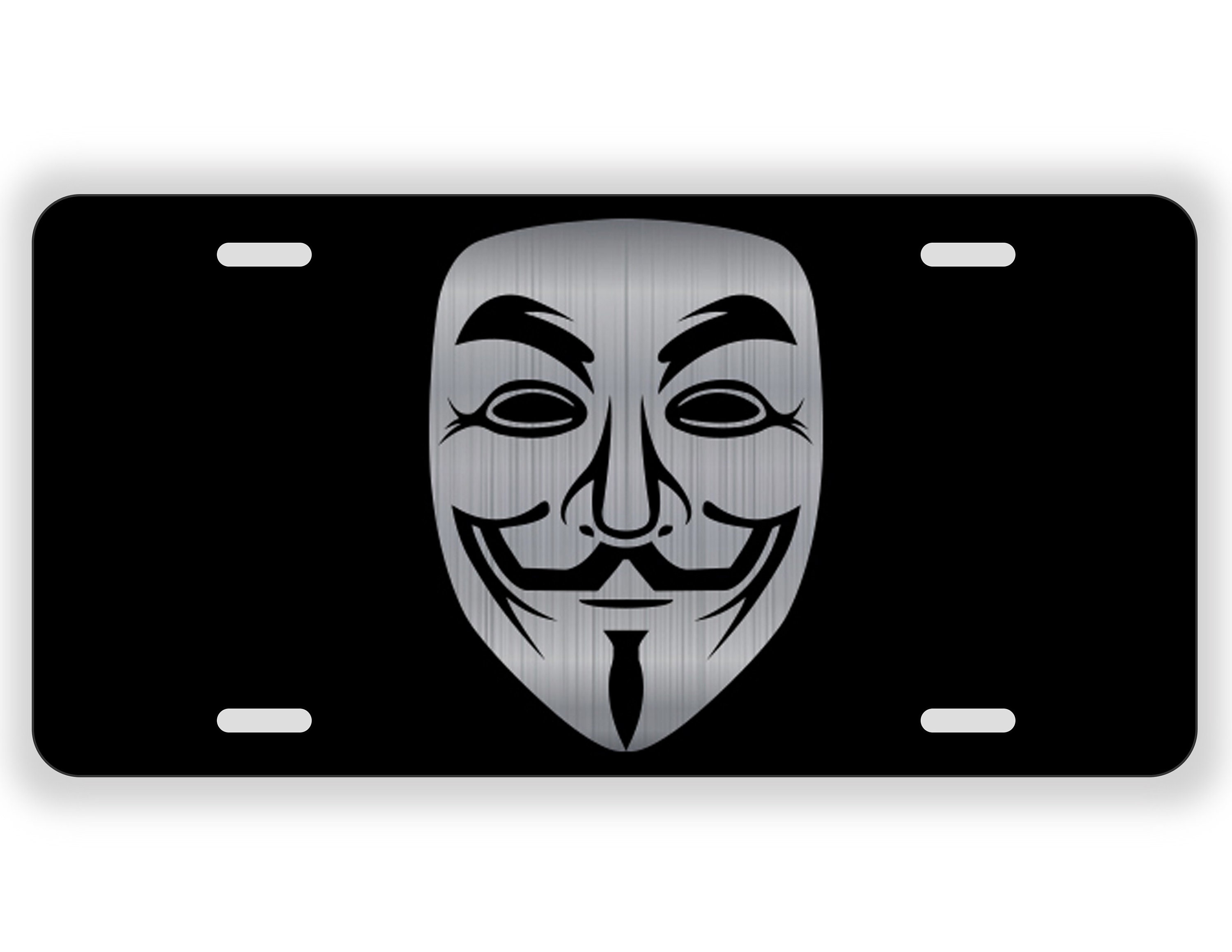 Anonymous Guy Fawkes Mask Black Laser Etched License Plate ANON V for ...