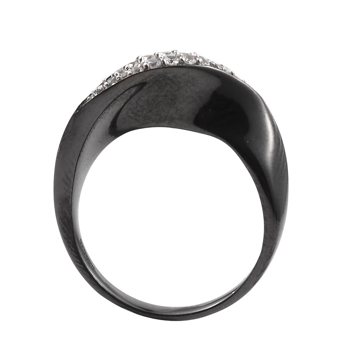 Black Ruthenium Plated Sterling Silver Ring With Natural White | Etsy