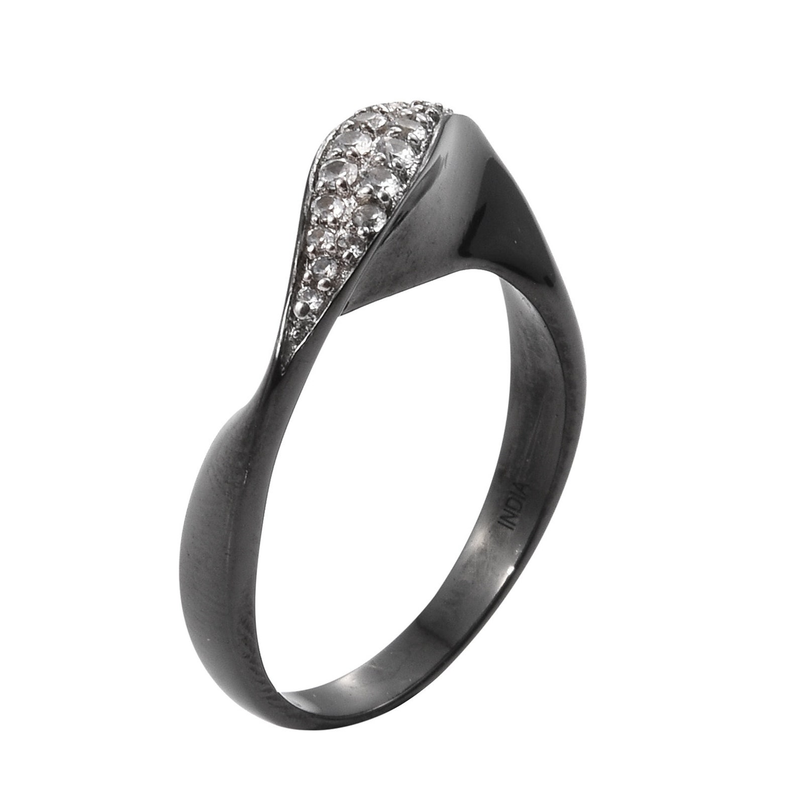 Black Ruthenium Plated Sterling Silver Ring With Natural White | Etsy