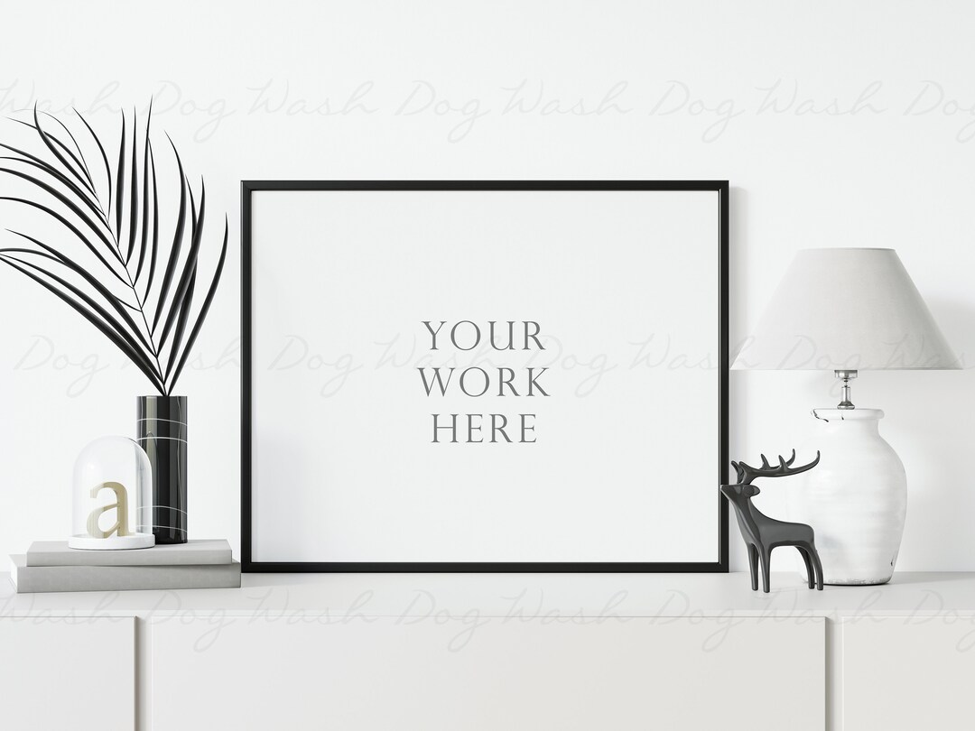 Black Frame Mockup, Horizontal Frame, Mock Up, Styled Stock, Black Thin ...