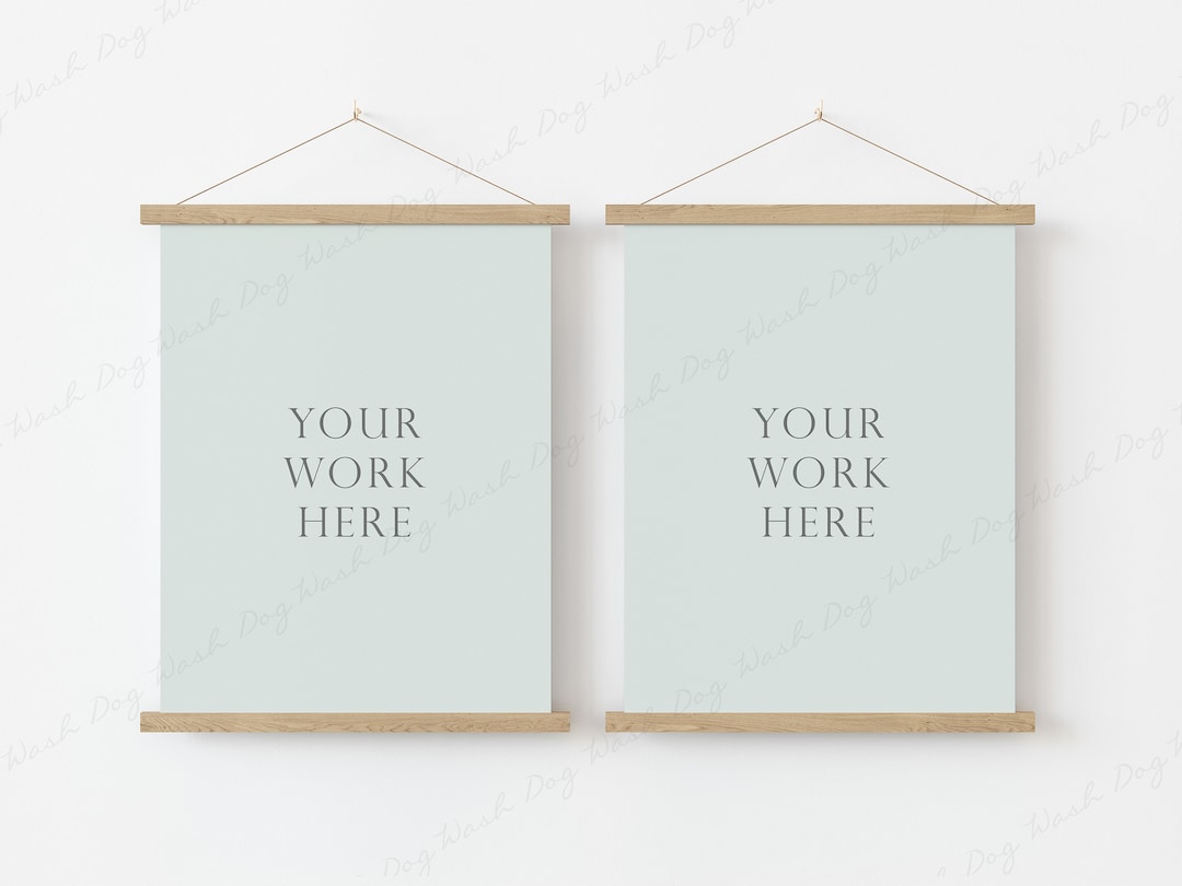 Two Poster Frames, Set of 2 Mockup Poster Hanger, Double 8x10 Frame ...