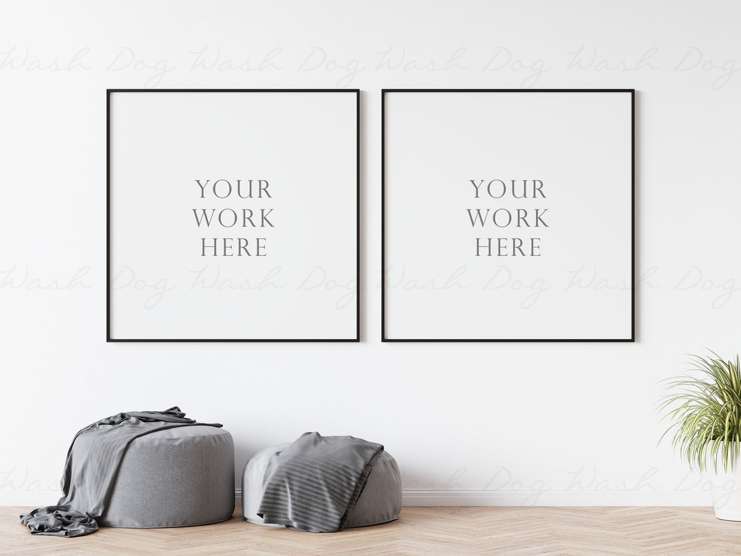 Two Square Frame Psd, Frame Room Mockup, Square 2 Frame, 2 Frame Mock ...