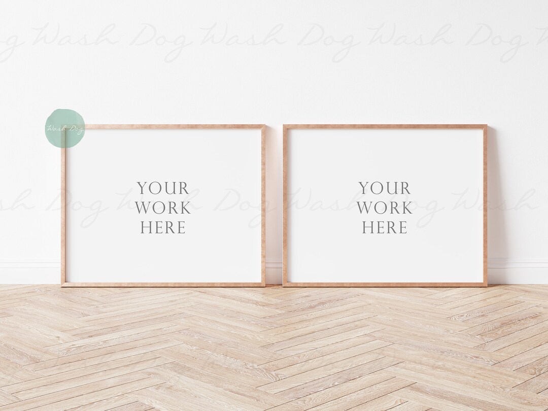 Frame Mockup Two Horizontal, Set of 2 Gold Frame, Two Horizontal Mockup ...