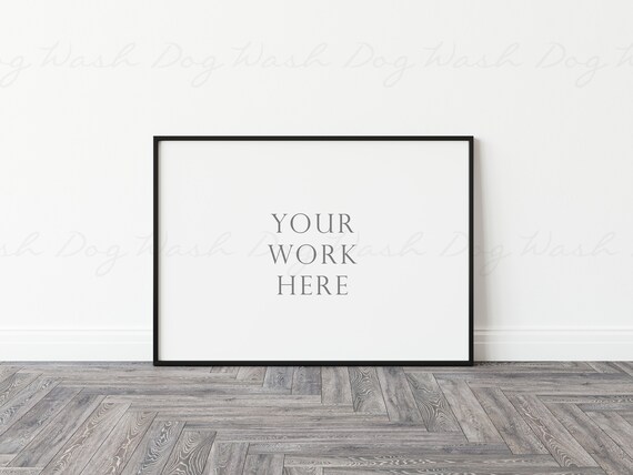 Black frame horizontal Psd mockup Black frame landscape A4 | Etsy