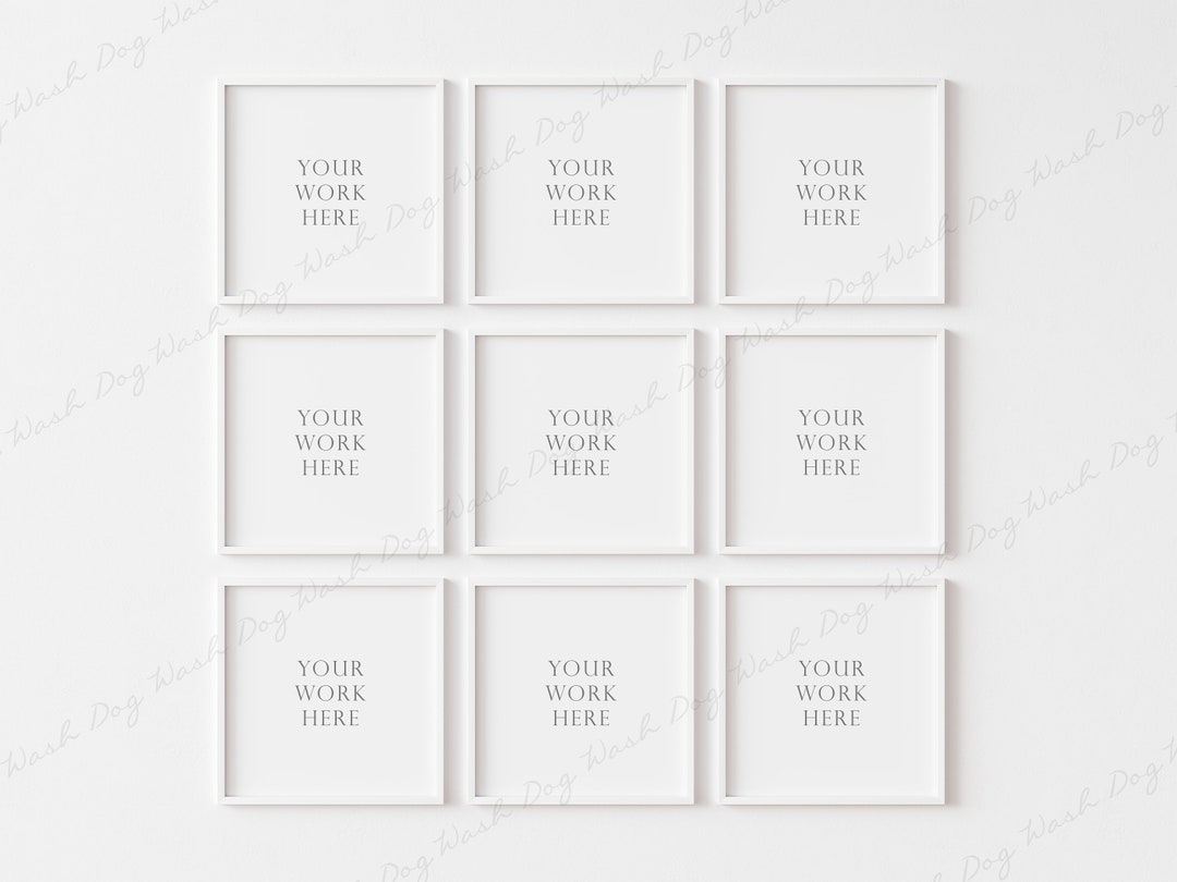 Square Frame Mockup: Nine White Frames, Art Display (digital Download ...